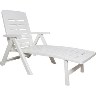 Dmora Dmora Klappbare Gartenliege mit R&auml;dern, Sonnendeck, Made in Italy, 72x189x96, wei&szlig;e Farbe