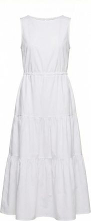 PESERICO Femme, Robes, Blanc, Taille: 38 FR Robe midi en coton Sail-hand &agrave; volants