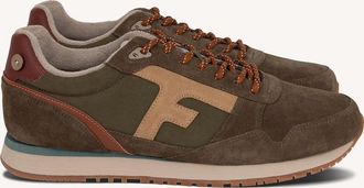 Faguo Baskets en cuir su&egrave;de kaki et beige