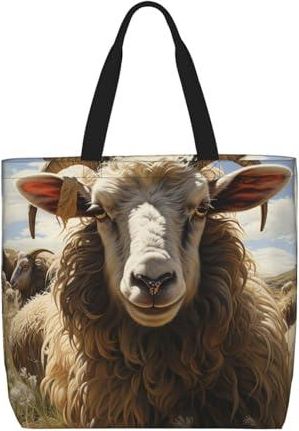 Generic Mouton Sac Fourre Tout R&eacute;utilisable Tote Bag Grand Sac Cabas Pour Voyage Universit&eacute; Gym