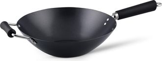 Ken Hom 31cm Carbonstahl Wokpfanne Induktion mit Antihaftbeschichtung, Excellence, Hitzebeständig Griff, Spülmaschinenfest, 5 Jahre Garantie