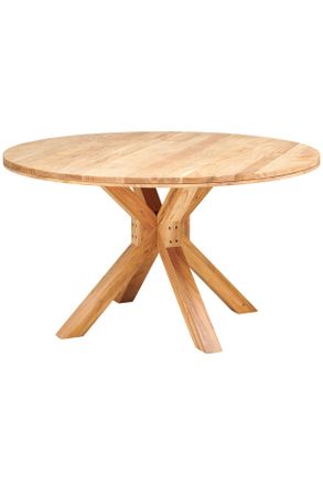 MID.YOU Mid.you Esstisch, Akazie, Holz, Akazie, vollmassiv, Holz, rund, X-Form, 140x76x140 cm, gastro- und objekttauglich, Esszimmer, Tische, Esstische, Essti