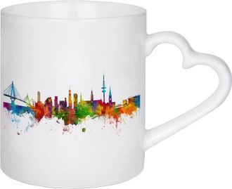 artboxONE Herztasse Hamburg Germany Skyline von Michael Tompsett - Herztasse St&auml;dte