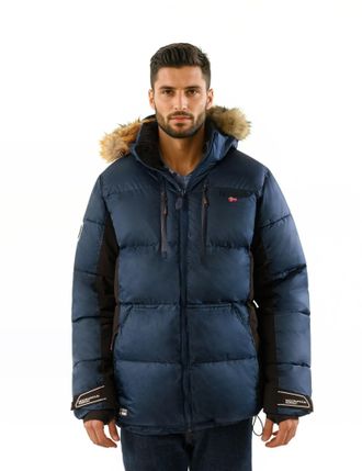 Geographical Norway Danodb Men Dsitribrands Production Herren Winterparka mit Kapuze und Kunstfell Warm Wasserdicht Winddicht Lange Outdoor Jacke Atmungsaktiv Herbst Wint