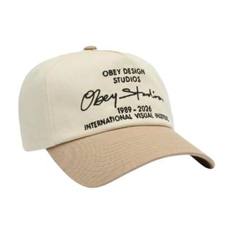 Obey unisex, Accessoires, Beige, Taille: ONE Size Design Studios 5 Panel Strapback