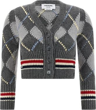Thom Browne Femme, Pulls, Gris, Taille: 36 FR Gros Gilet en Laine Mérinos
