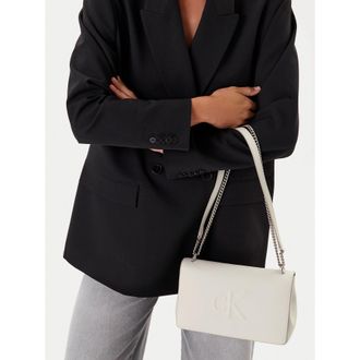 Calvin Klein Jeans Handtasche Calvin Klein Jeans Sculpted Ew Flap Conv Chain LV04K3035G Wei&szlig;