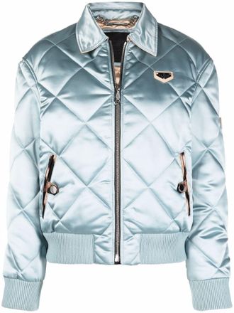 Philipp Plein Gesteppte Iconic Plein Bomberjacke - Blau