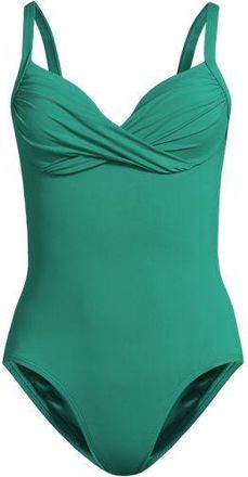 Lands End Badeanzug FIGURFORMER mit hohem Beinausschnitt, Damen, Größe:44 regular, Grün, Nylon-Mischung, by Lands End