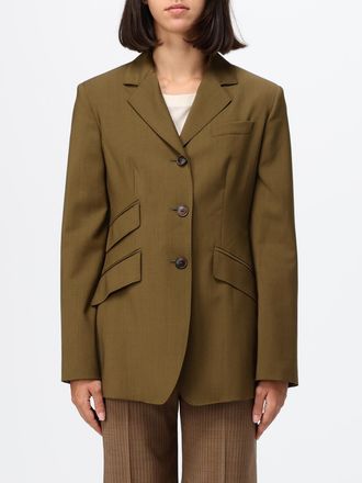 Max Mara Blazer court &agrave; simple boutonnage en laine vierge coupe slim