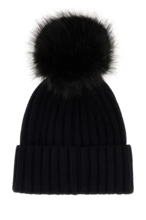 Moncler Womens Black Wool Beanie Hat Exterior: Virgin Cappelli E Fasce Per Capelli