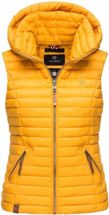 Navahoo Damen Weste Steppweste gesteppt Fr&uuml;hjahr &Uuml;bergangsweste B696 [B696-Shad-Gelb-Gr.XXL]