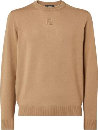 Fendi pull à logo embossé - Marron