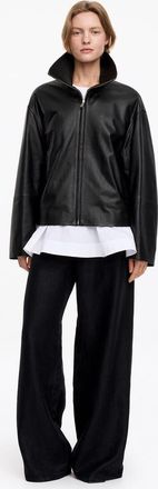 Arket Kurze Lederjacke -Schwarz