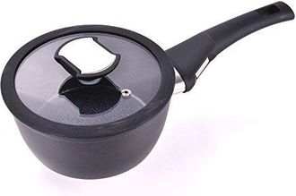 Berndes Balance Induction Stieltopf Enduro, 16 cm, Induktion, Mini-Topf extrem Kratzfest, Guss-Optik, allherdtauglich, Aluminium, schwarz