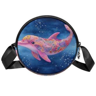 Generic Sac &agrave; bandouli&egrave;re rond rond pour femme, petit sac &agrave; bandouli&egrave;re rose r&ecirc;veur avec fermeture &eacute;clair et bretelles r&eacute;glables