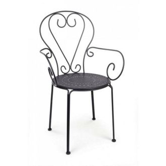 BIZZOTTO Bizzotto - 4x Gartenstuhl mit Armlehnen aus anthrazitfarbenem Stahl etienne 49x49x h89 cm