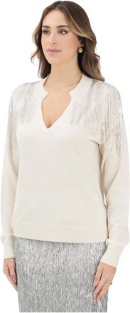 Patrizia Pepe Femme, Pulls, Blanc, Taille: 38 FR V-neck Tricots