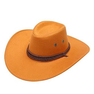 Generic Film de Danse Gratuit Adulte D&eacute;contract&eacute; Solide Western Mode Cowboy Chapeau de Soleil Large Bord Voyage Casquette Soleil Femme Chemise de Cowboy, Oran