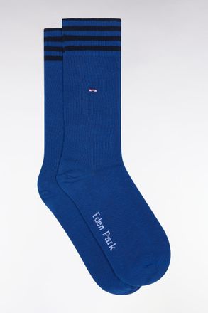 Eden Park Chaussettes En Coton Stretch M&eacute;lang&eacute; Bleu &Agrave; Bordures Cercl&eacute;es
