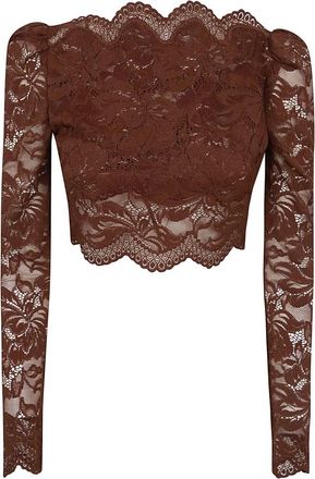 Paco Rabanne Femme, Tops, Brun, Taille: 38 FR Crop Top en Dentelle