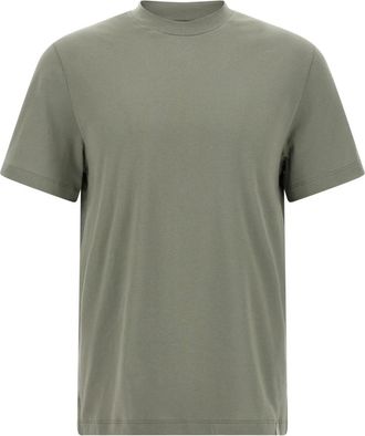 Brioni Homme, Tops, Vert, Taille: XL T-shirt en coton carbon&eacute;