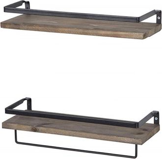 Valiclud Rustikales Schwebendes Wandregal aus Eisen und Kiefernholz Rostbest&auml;ndig 2 St&uuml;ck Aufbewahrungsregal f&uuml;r Wohnzimmer Schlafzimmer und B&uuml;ro