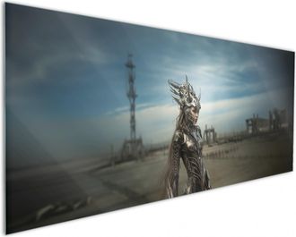 Wallario K&uuml;chenr&uuml;ckwand aus Glas 125 x 50 cm, Motiv: W&uuml;stenkriegerin | Spritzschutz abwischbar & pflegeleicht