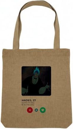 Fabulous Sac Shopping Tote Bag Aspect Lin - Hades Hell Social Network Meeting Love - Sac de Courses Toile Epaisse 360g Beige Naturel Cabas Port&eacute; Epaule Solide 