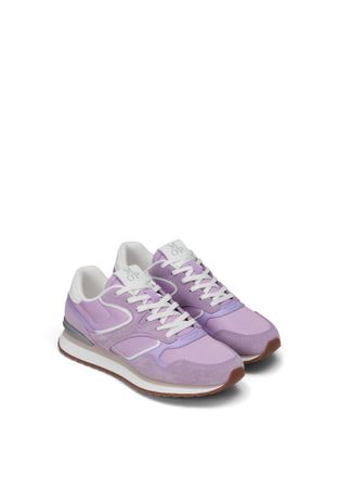 Marc O'Polo Sneaker MARC OPOLO Maxima, Damen, Gr. 38, flieder, hellgrau, Glattleder, Nylon, Veloursleder, unifarben mit Farbeinsatz, Schuhe Sneaker, Halbschuh, Sc