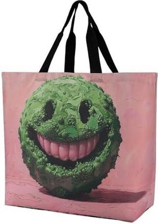 Generic Visage Souriant Vert Sac Fourre-Tout L&eacute;ger Sacs De Courses Grand Sac A Main Femme Pour Gym Plage Voyage