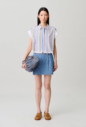 Claudie Pierlot Gestreifte Bluse mit Spitze