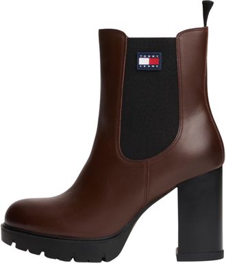 Tommy Jeans Damen Mid Boot Stiefel Leather mit Absatz, Braun (Dark Mocha), 39