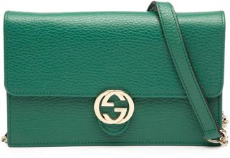 Gucci Hobo Bags - Interlocking G Dollar Calfskin Wallet on Chain - Gr. unisize - in Gr&uuml;n - f&uuml;r Damen