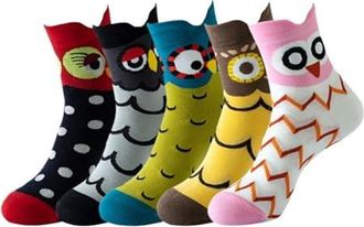 Generico Lot de 5 paires de chaussettes mi-mollet imprim&eacute; animal chaussettes de printemps en coton pour femme, Color4-5 Pairs, Taille Unique