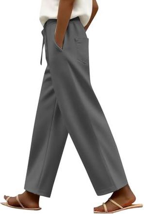 Generico Femmes Pantalon de surv&ecirc;tement Taille Haute Pantalon Long Jambe Large Athl&eacute;tique Pantalon Avec Poches &Eacute;l&eacute;gant Sport Confortable Pantalon D&eacute;contract&eacute; P