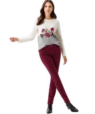 Brax Damen Straight Fit Jeans Hose Style Carola Simply Brilliant Stretch Baumwolle, Cranberry, EU 34