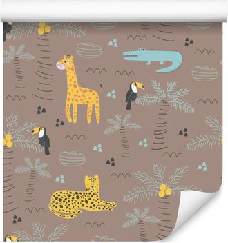 OEM Carta Da Parati Con Animali, Coccodrilli E Piante Per Soggiorno E Camera Da Letto, 50x1000 Cm