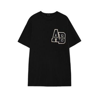 Anine Bing Letterman Tee - - Tops - Damen - Schwarzk - XS
