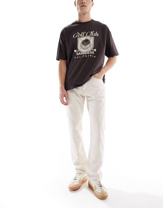 Calvin Klein Jeans Straight Jeans in wollwei&szlig;er Waschung mit normalem Schnitt