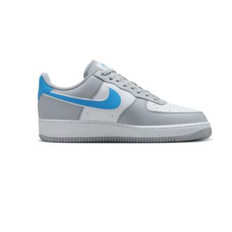 Nike Air Force 1 Wei&szlig; Grau Blau - - Sport - Herren - Grau - 43 EU