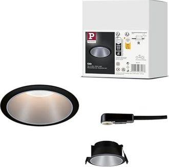 Paulmann 93397 Einbauleuchte Cole starr rund dimmbar Einbaustrahler Schwarz matt, Silber Spot Aluminium, Kunststoff Einbaulampe GU10