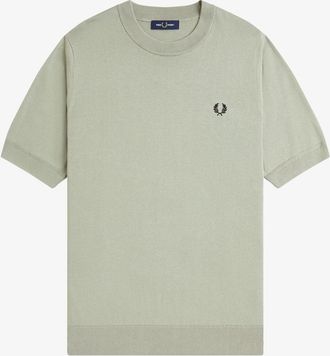 Fred Perry Feinstrick-T-Shirt mit Rundhalsausschnitt und Rippb&uuml;ndchen in