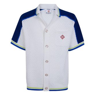 Casablanca Homme, Chemises, Blanc, Taille: M Chemise Crochet Manches Courtes