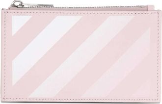 Off-white portefeuille zippé à rayures - Rose