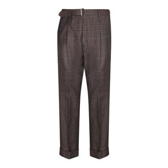 Officine G&eacute;n&eacute;rale Anzughose mit G&uuml;rtel und Karomuster - - Trousers - Herren - Braun - L