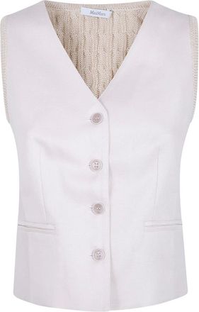 Max Mara Femme, Vestes, Blanc, Taille: 44 FR Calibri Linen Knit Crop Gilet