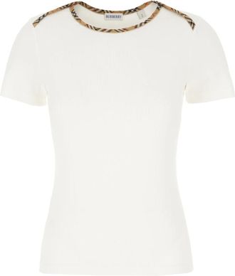 Burberry Femme, Tops, Blanc, Taille: 38 FR Logo Cotton T-shirt