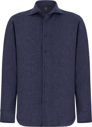 Boggi Milano Homme, Chemises, Bleu, Taille: 3XL Chemise en Lin Coupe R&eacute;guli&egrave;re