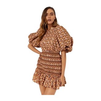 Acler Gemustertes Minikleid Brooks - - Dresses - Damen - Braun - L